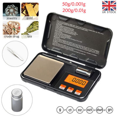 Mini Pocket Digital Scales 50g/0.001g 200g/0.01g grams Jewellery Gold ...
