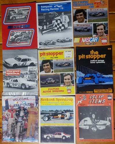 9 NASCAR RACING MAGAZINES/PROGRAMS STAFFORD SPEEDWAY THOMPSON SPEEDWAY ...