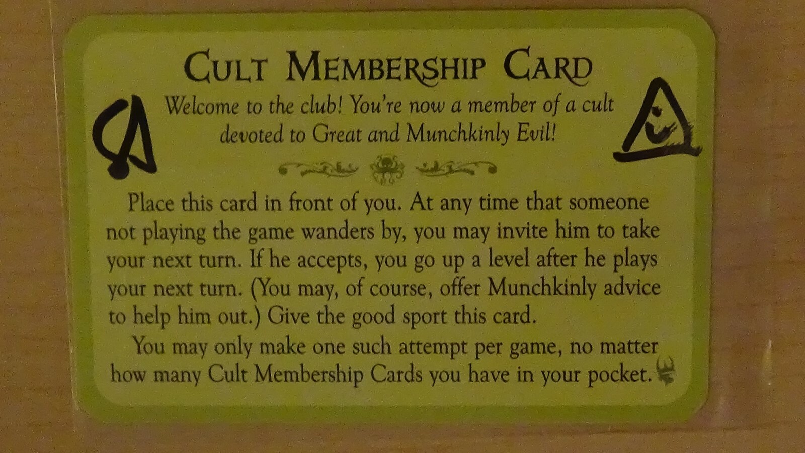 Cult Membership Card Munchkin Cthulhu Signed by Steve Jackson | eBay