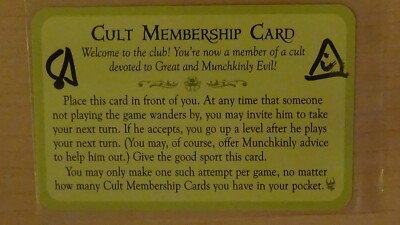 Cult Membership Card Munchkin Cthulhu Signed by Steve Jackson | eBay