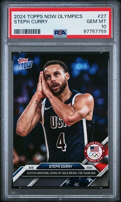 Stephen Curry 2024 Topps Now Olympics USA Gold Medal Night Night Card ...