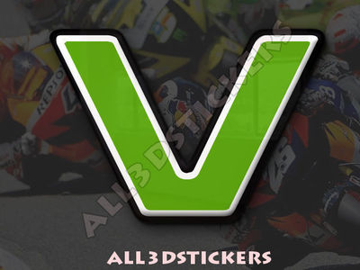 3D Stickers Resin Domed LETTER V - Color Green - 75 mm(3 inches ...