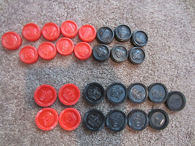 vintage crown embossed plastic checker set pieces 2 sizes 28 pieces | eBay