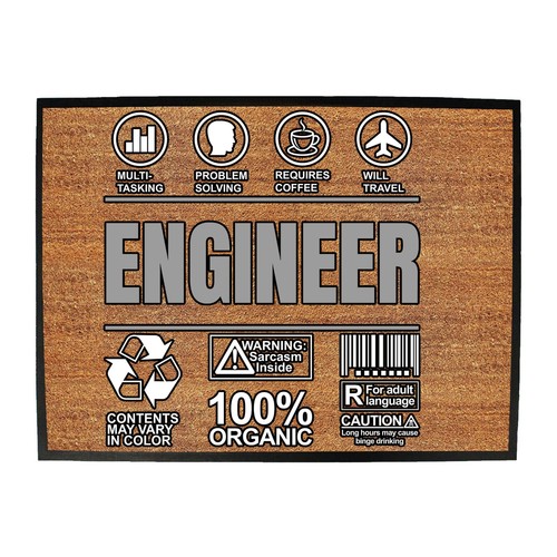 Engineer Sarcastic Humour - Funny Office Mancave Home Novelty Doormat ...