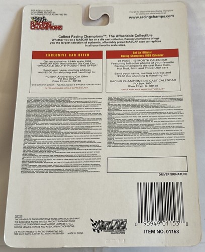 Racing Champions #6 Mark Martin 1998 Nascar 50th Valvoline SynPower ...