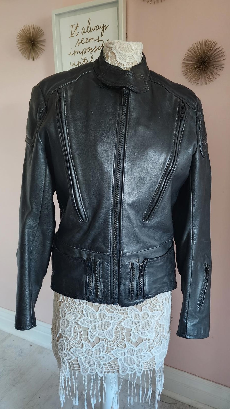 EUC Hein Gerike Leather Moto Jacket coat 40 M? Black … - Gem