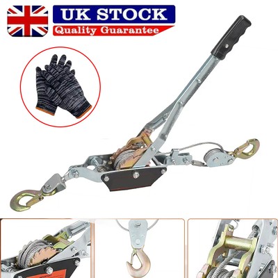 4 Ton Dual Gear Power Puller Heavy Duty 2 Hook Cable Puller Hand Winch ...