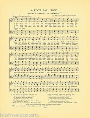 STANFORD UNIVERSITY Sports Song c1906 "A Football Song" Original | eBay