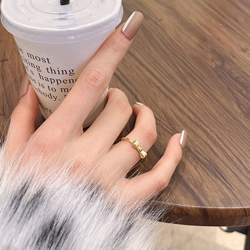 Fashion Creative Three-dimensional Bowknot Ring Simple Sweet Cute ...
