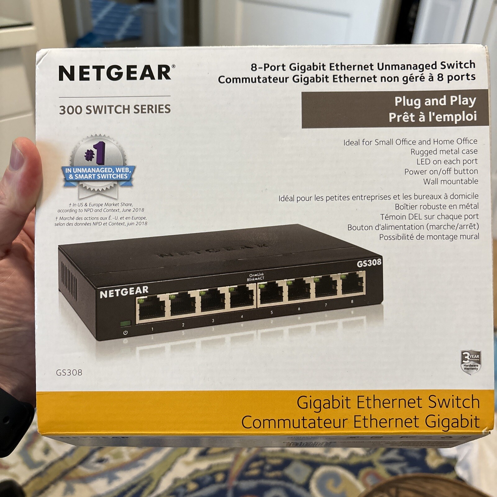 NETGEAR GS308-300PAS GS308 8 Gigabit Port Unmanaged Ethernet Switch ...