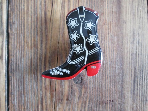 Alectralights Cowboy Boot Red Black Star Magnet Pin Lights Up Western ...