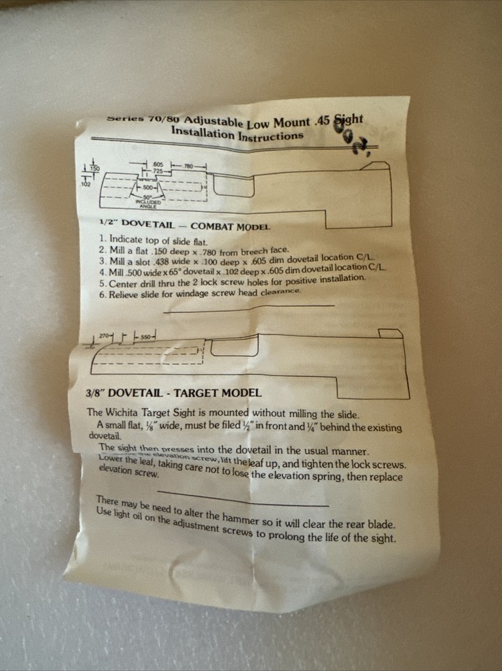 Wichita Adjustable Rear Sight Low Mount 1911 | eBay