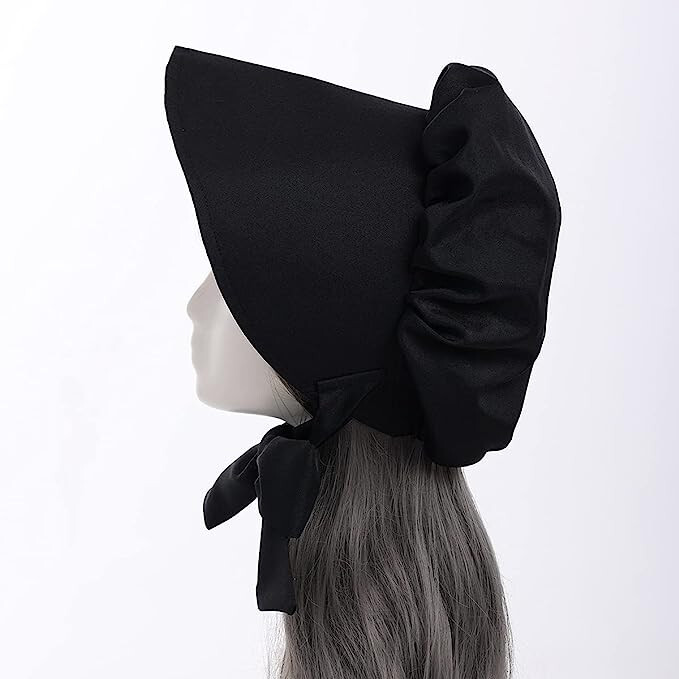 Black Colonial Bonnet Puritan Amish Victorian prairie history school ...