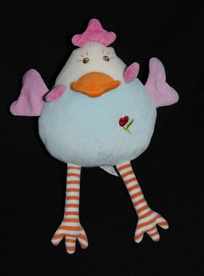 Peluche doudou poule AJENA bleu mauve rose fleur cœur 25 cm NEUF | eBay