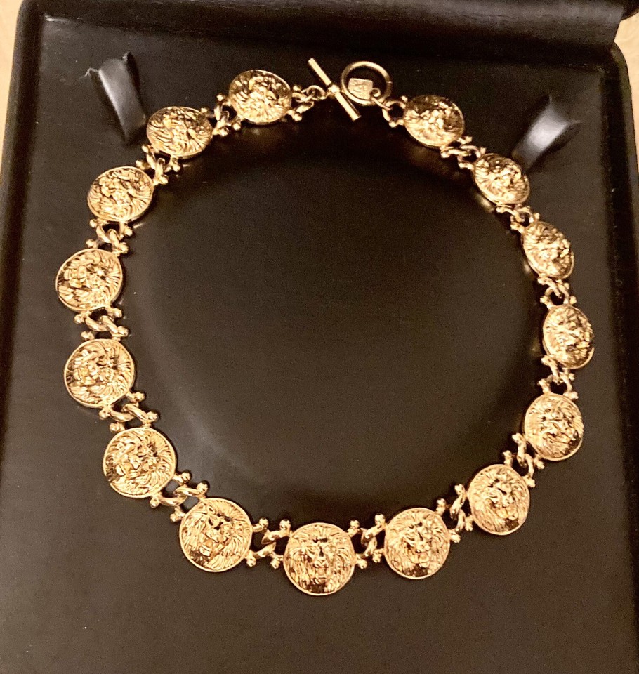 Anne Klein Lion Head Choker Necklace Chain 17.25”LG Toggle AK Tag, 15 ...