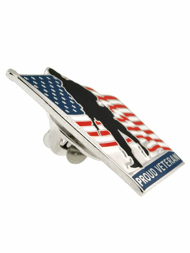 PinMart's Proud Veteran American Flag Military Patriotic Enamel Lapel ...