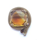 Topaz Colored Brooch Faceted Glass Rhinestone Mesh Gold Tone Unsigned ...