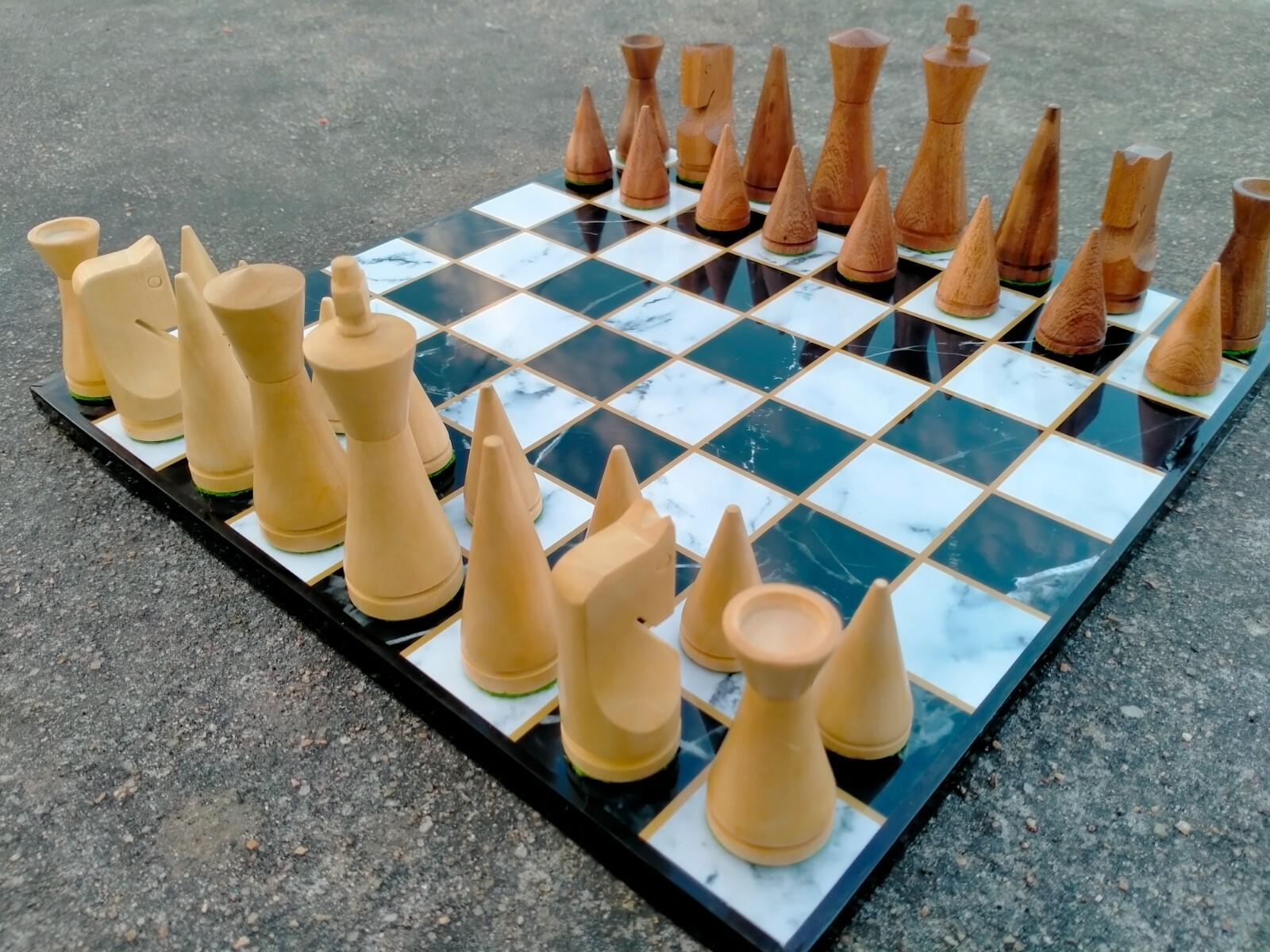 12''Inch Best Laminated Flat Chess Board Set with Wooden Pony Chess ...