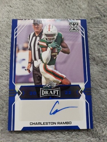 2022 Leaf Draft Blue Auto BA-CR1 Charleston Rambo Philadelphia Eagles ...