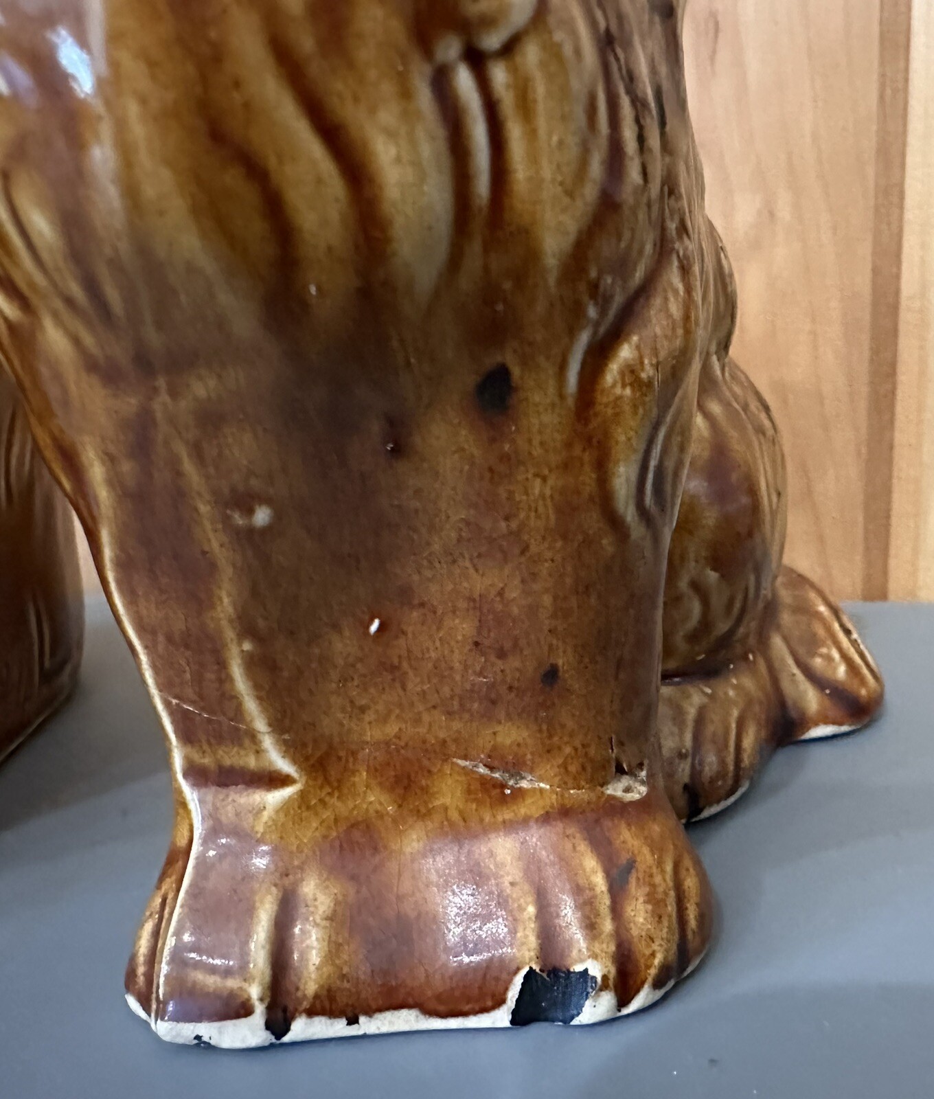 Antique Bennington Rockingham Brown Glaze Yellowware Pair Spaniel Dogs ...