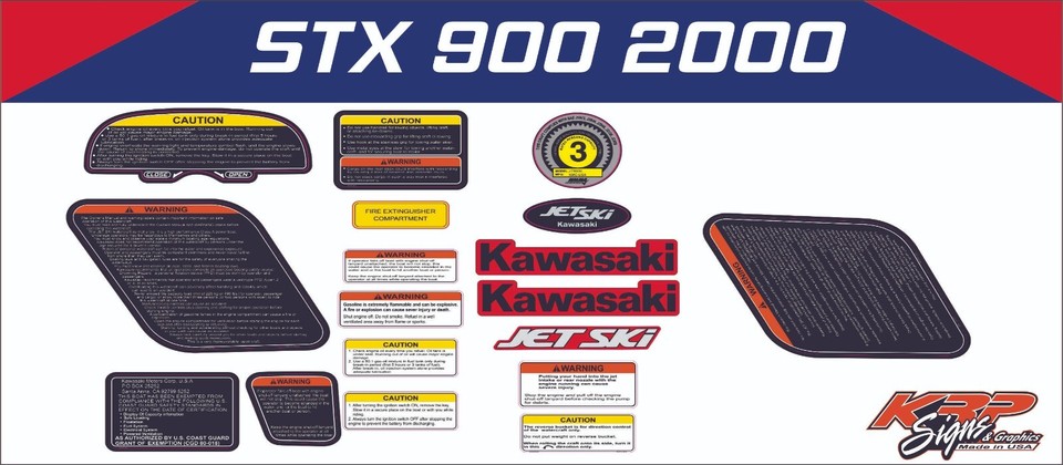 KAWASAKI STX 900 2000 Graphics / Decal / Sticker Kit CUSTOM RED | eBay