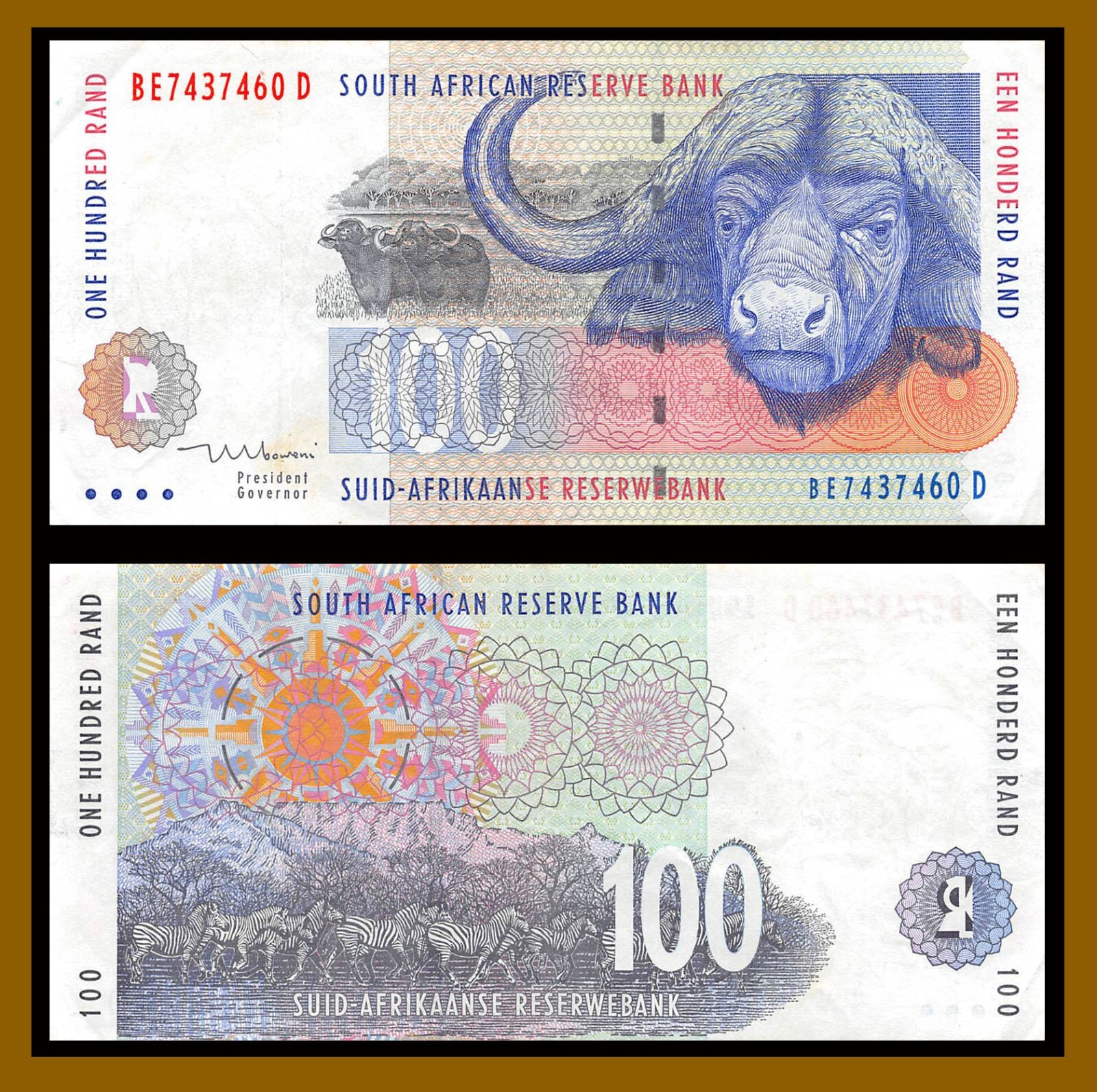 South Africa 100 Rand, 1999 P-126b Signature #8 Buffalo Cir | eBay