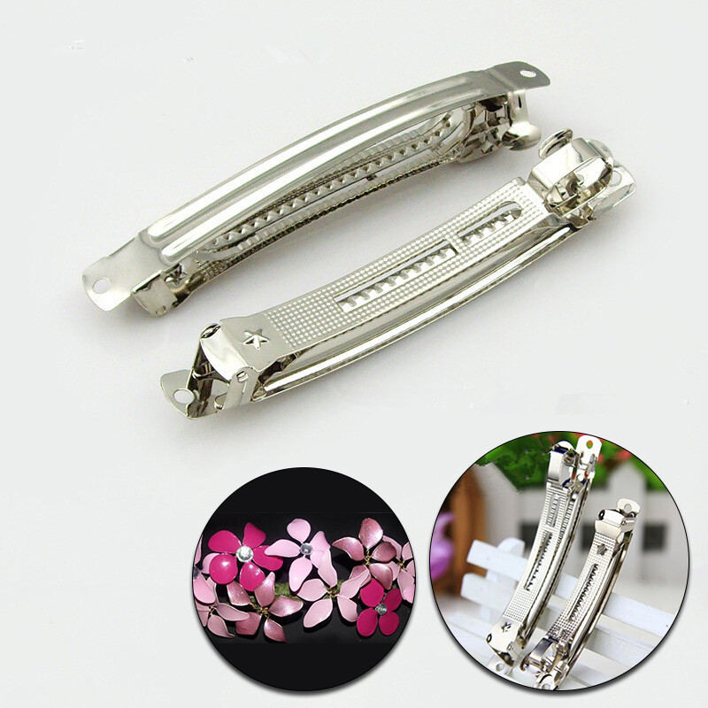 10PCS Blank French Barrette Hairpin Hair Clip Slide DIY Silver Craft ...