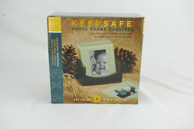 Keepsake Photo Frame Coasters Set of 4 (2x3) Glass Coasters & Solid ...