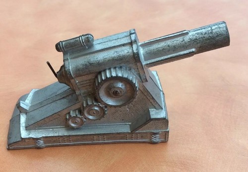 Cannon Spring Loaded Functional Toy Tin Launcher Silver Vintage Antique ...