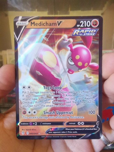 Pokemon Card MEDICHAM V Full Art Rare Holo 083/203 EVOLVING SKIES NM/M ...