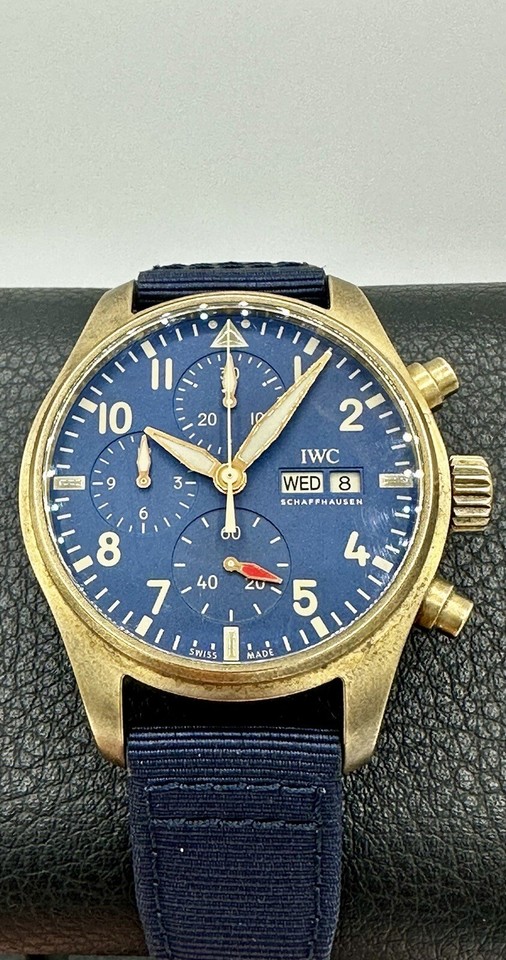 IWC Pilots Watch Chronograph 41 BRONZE IW388109 Blue Dial 3881-09 ...