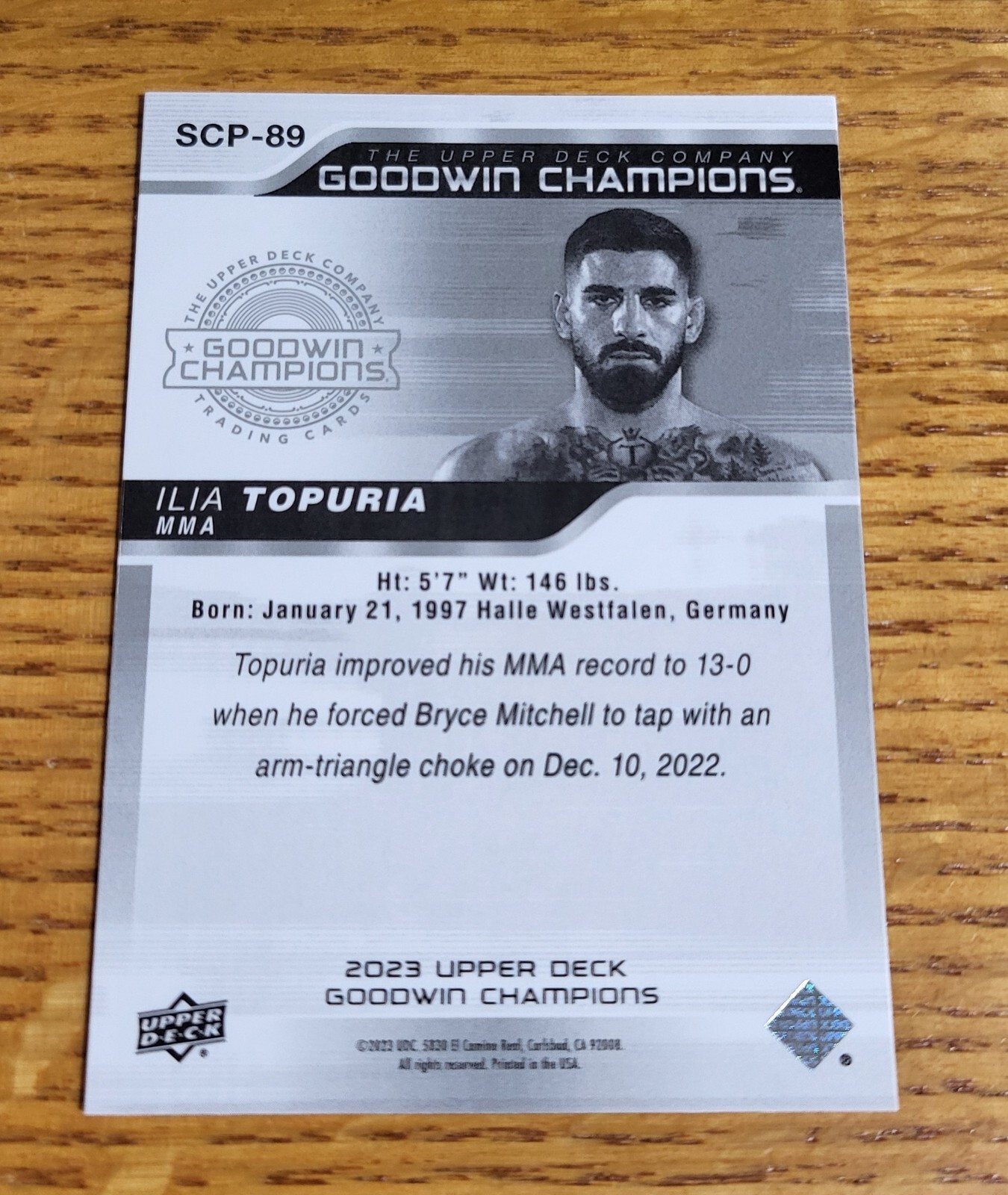 Ilia Topuria 2023 Upper Deck UD Goodwin Champions Splash Color Platinum ...
