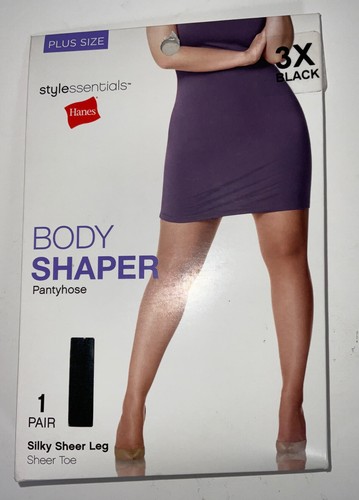 NIP One Pair Plus Size Hanes Stylessentials Body Shaper Pantyhose Black ...