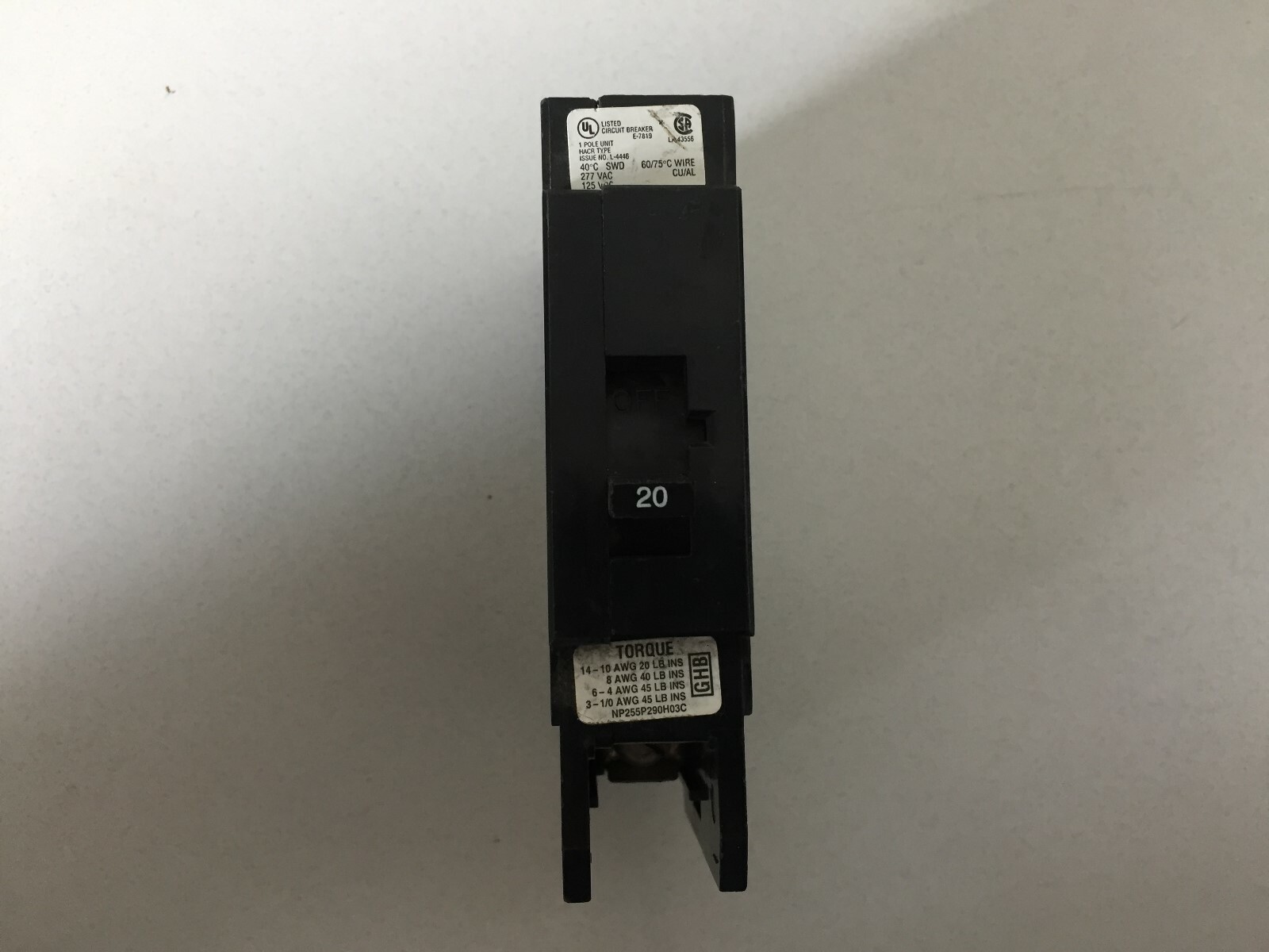 EATON CUTLER HAMMER GHB1020 20 AMP 277 VOLT BREAKER | eBay