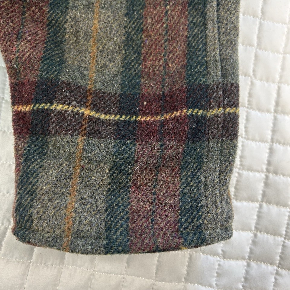 JL Colebrook Wool Plaid Car Coat Barn Jacket Zip Drawstring Preppy VTG ...