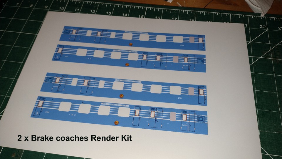 Hornby Dublo LMS Coronation Scot Brake Coaches x 2 Render VINYL KIT ...