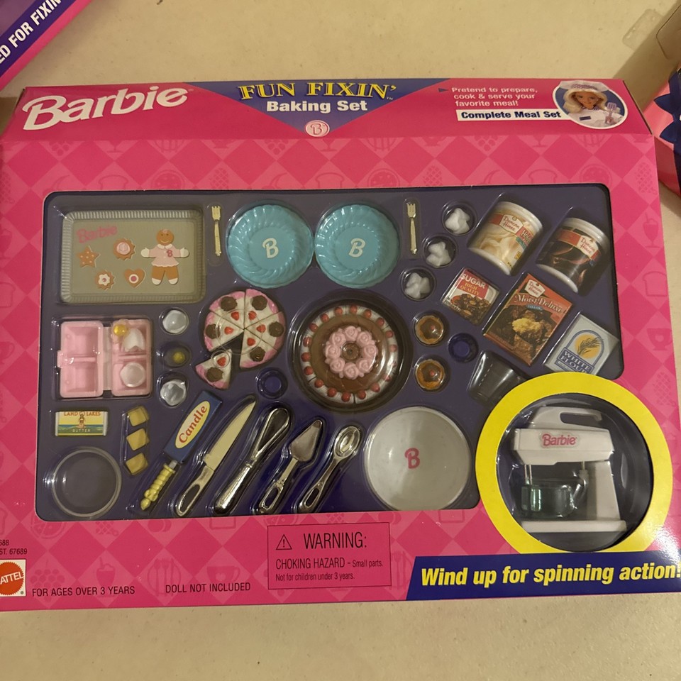 BK~ NIB BARBIE DOLL 1997 FUN FIXIN' FOOD BAKING SET PLAYSET 67688 | eBay