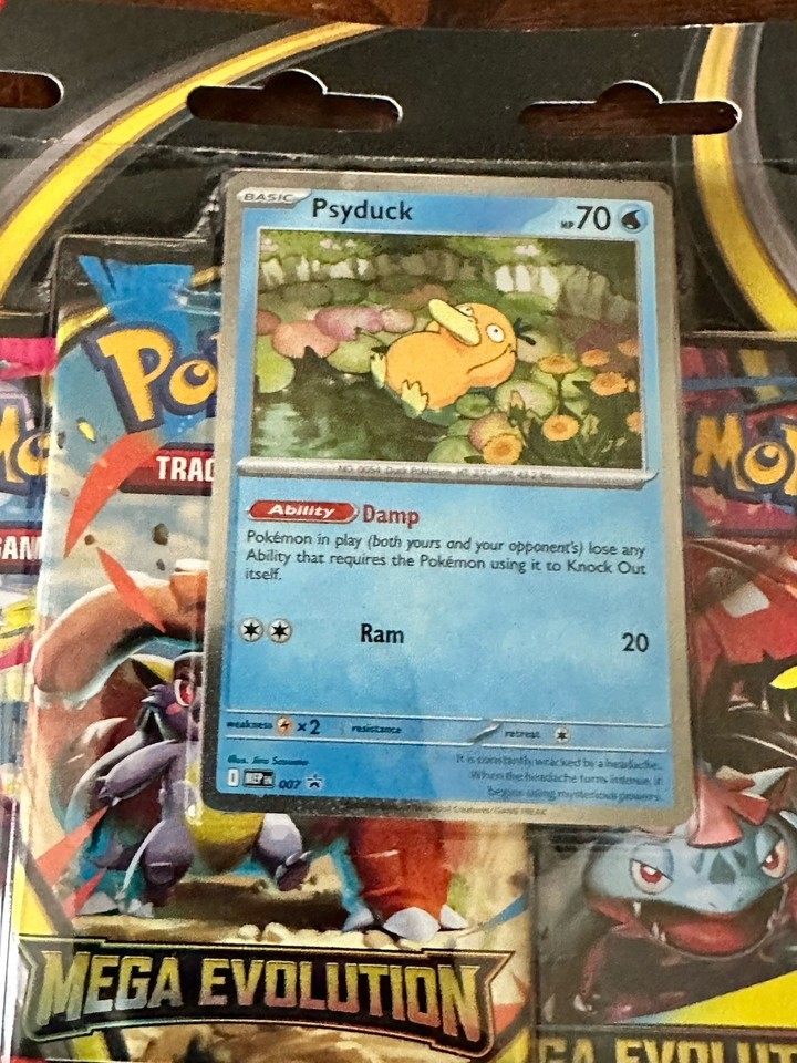 Pokemon TCG Mega Evolution 3-Pack Blister Set of 2 Psyduck and Golduck ...