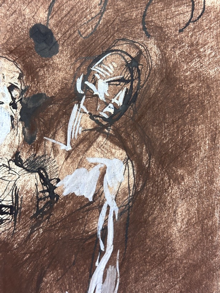 Vintage Jean Terles Drawing Portrait Character Diogenes Sanguine Lamp ...