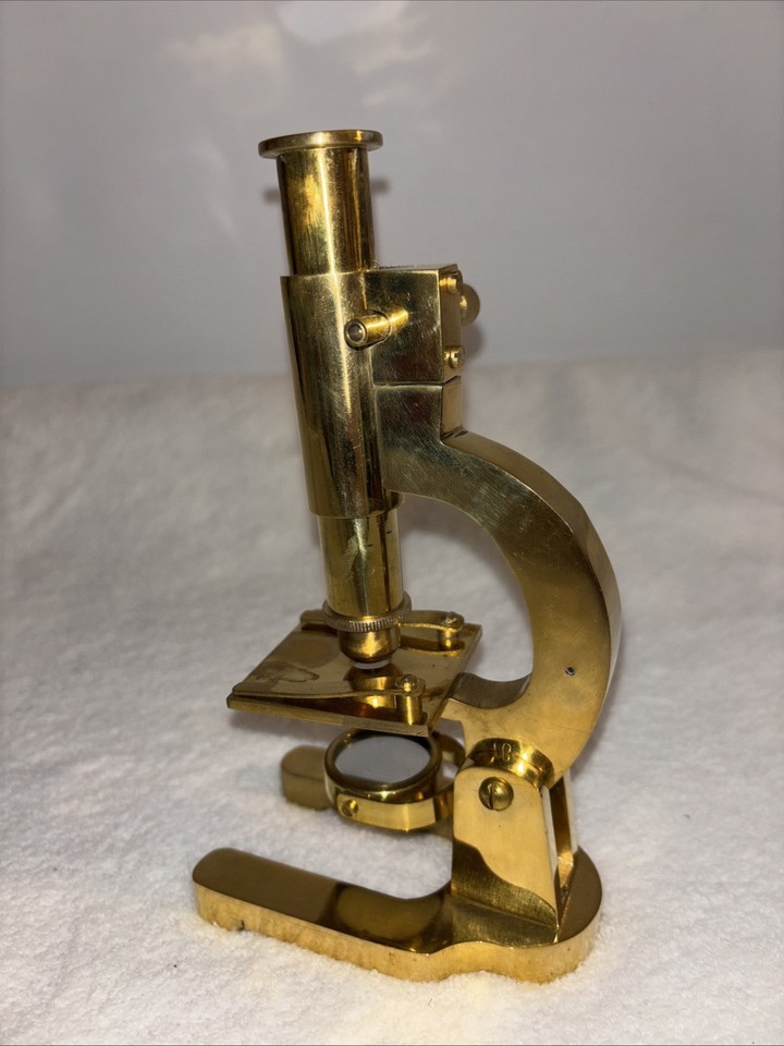 Solid Brass Microscope Vintage Student Microscope 7 Inch Rare Monocular ...