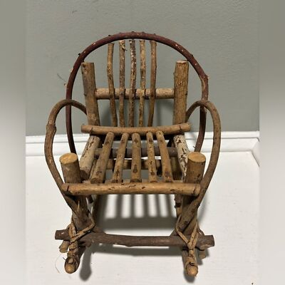 Miniature Vintage Rustic Twig Wooden Doll/Bear Rocking Chair | eBay