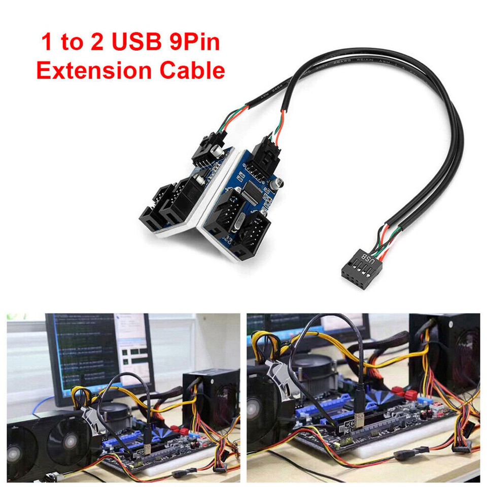 Motherboard USB 9 Pin Header Splitter Cable 1 to 4 30cm USB2.0 HUB ...