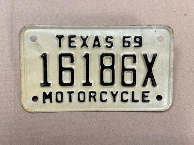 VINTAGE 1969 TEXAS MOTORCYCLE LICENSE PLATE NEW OLD STOCK NEVER MOUNTED ...