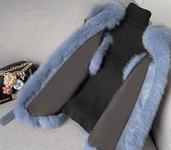 Women Real Fox Fur Vests Luxury Fluffy Gilet Leather Belt Waistcoat ...
