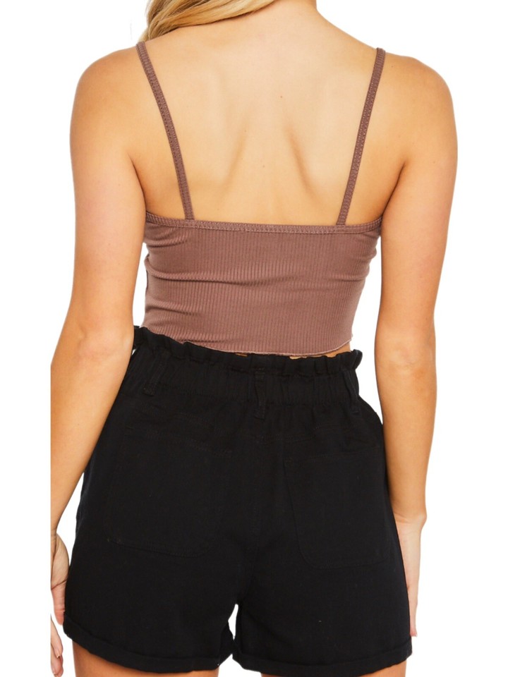 Y2K Style Cocoa Knit snap down cami crop top New Love Tree active top ...