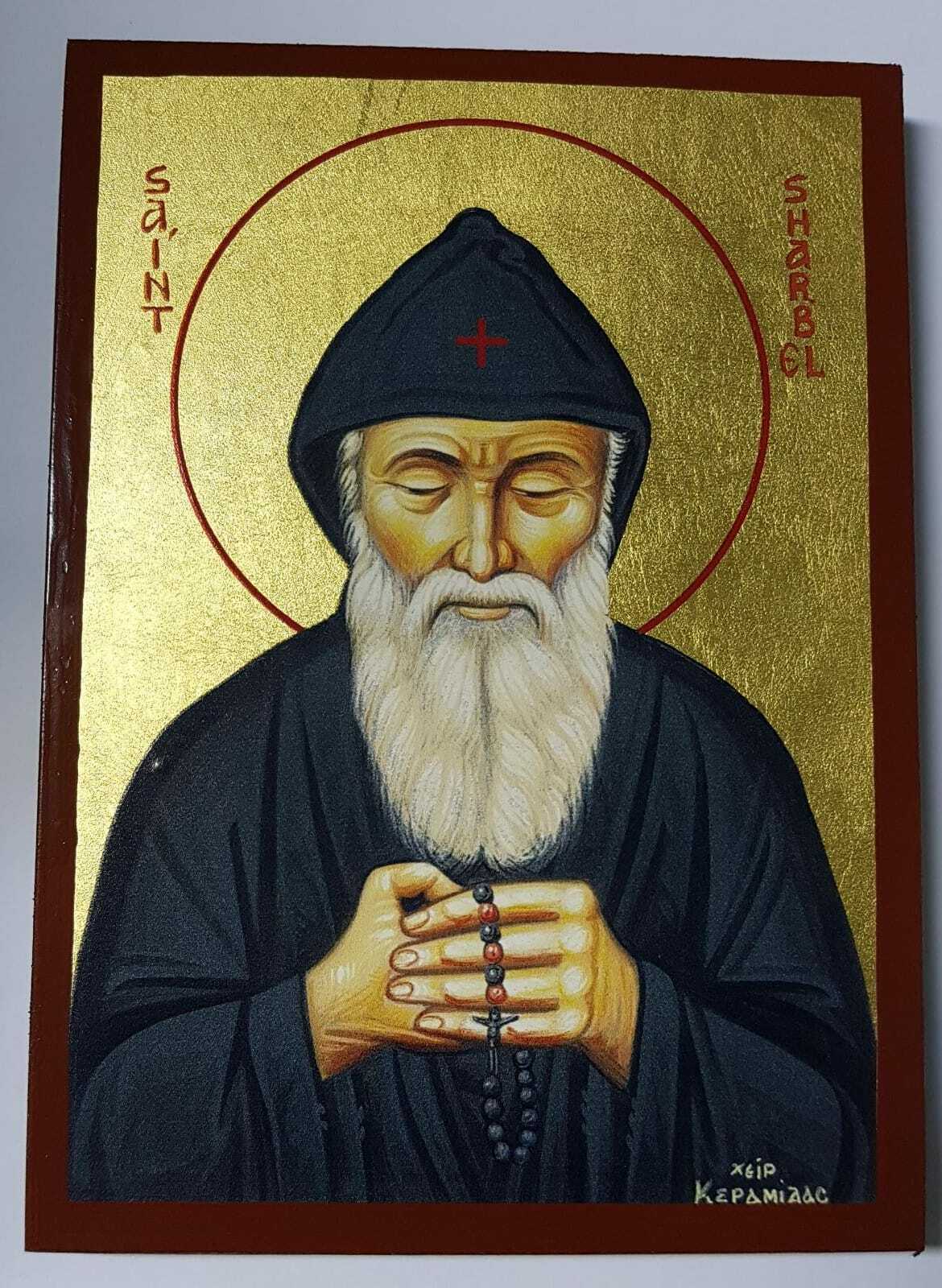 Hl. Scharbel Machluf Priester Ikone San Jerbello Sarbel, Charbel Icon ...