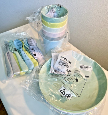 IKEA KALAS Plates Cups Forks Food Safe Plastic Baby Kid Feeding Party ...