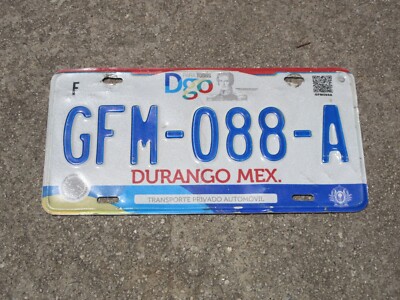 Durango Mexico License Plate GFM 088 A | eBay