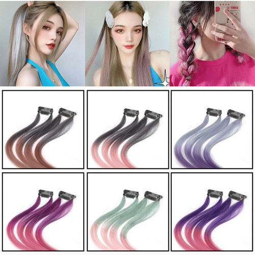 Clip On In Coloured Hair Extension Long Hair Synthetic Party Colorful ...