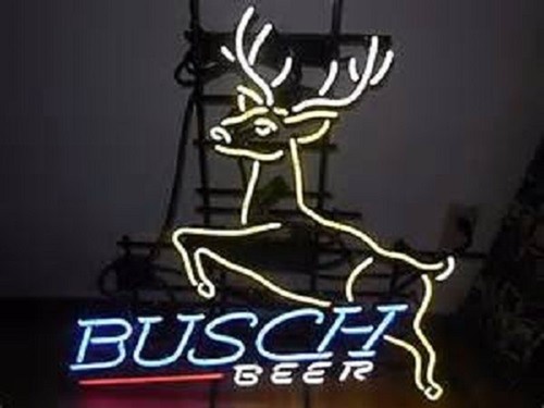 Deer Stag Buck Antlers Beer Neon Sign 24"x20" Lamp Light Bar Real Glass ...